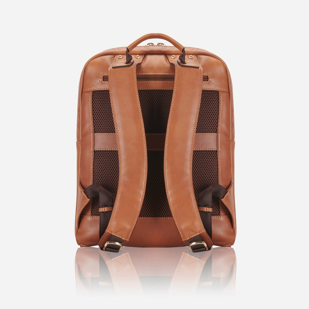 Chic Tan Ladies Laptop Backpack with Gold Zips | Jekyll & Hide